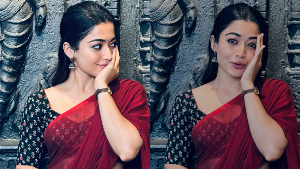 Rashmika Mandanna keeps her classic glow in a red saree; Fans call her ...
