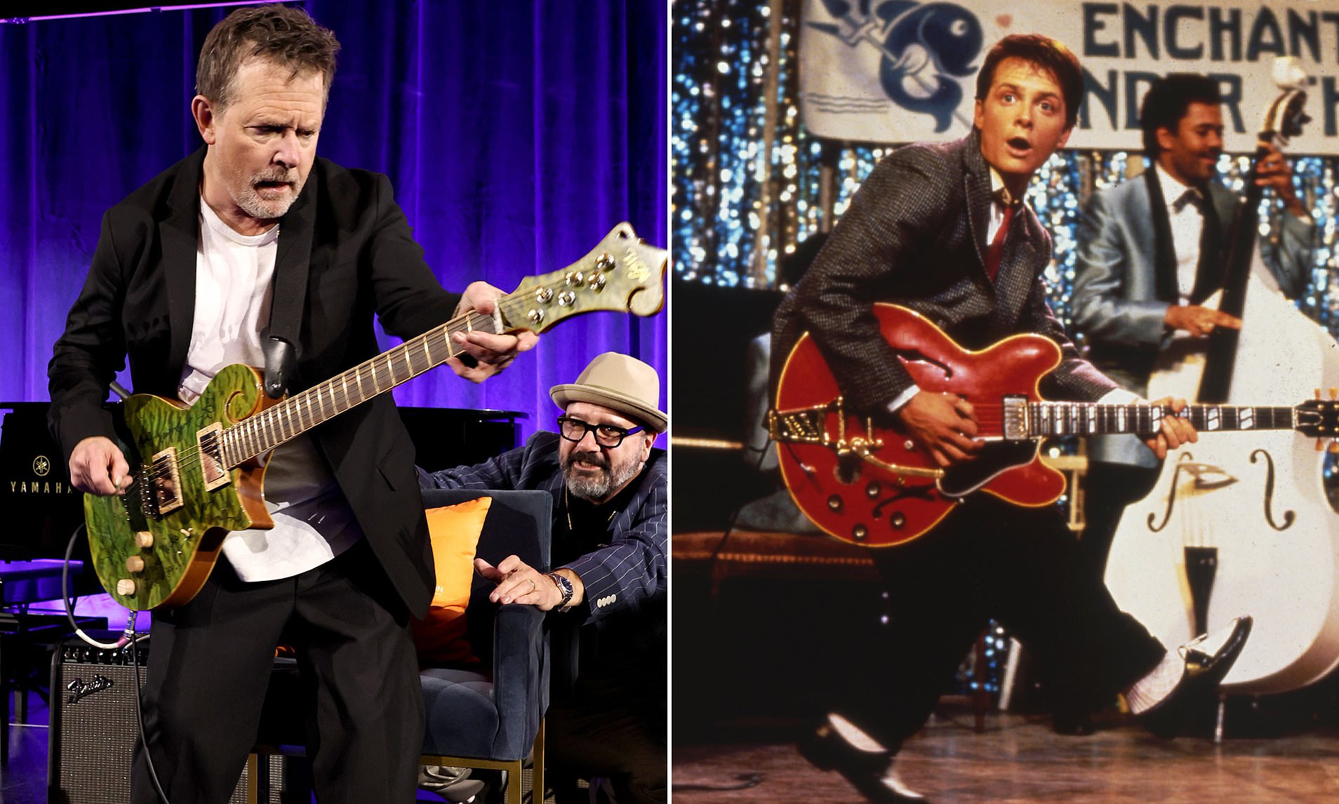Michael J Fox rocks out to a Back To The Future-style performance at ...
