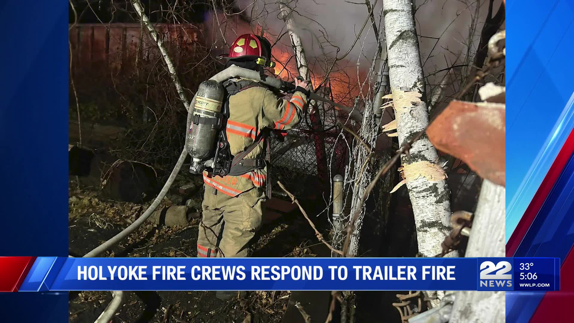 Crews put out trailer fire on Hadley Mills Road in Holyoke