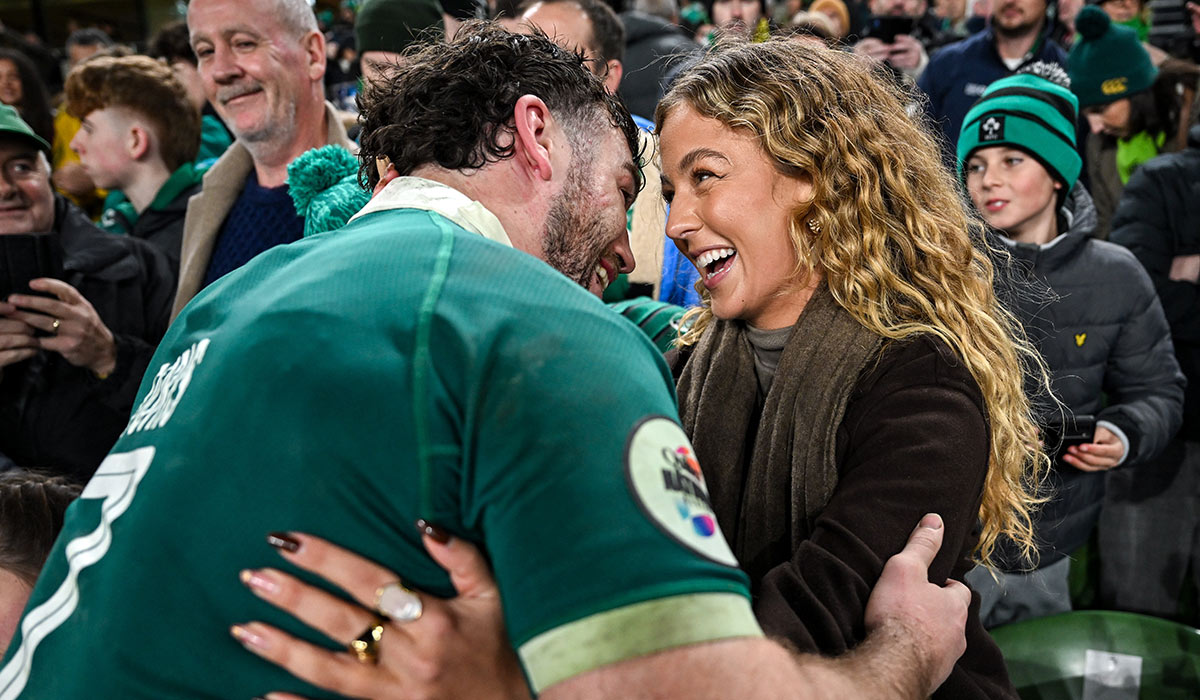 Caelan Doris embraces new girlfriend Meadhbh after Ireland's victory