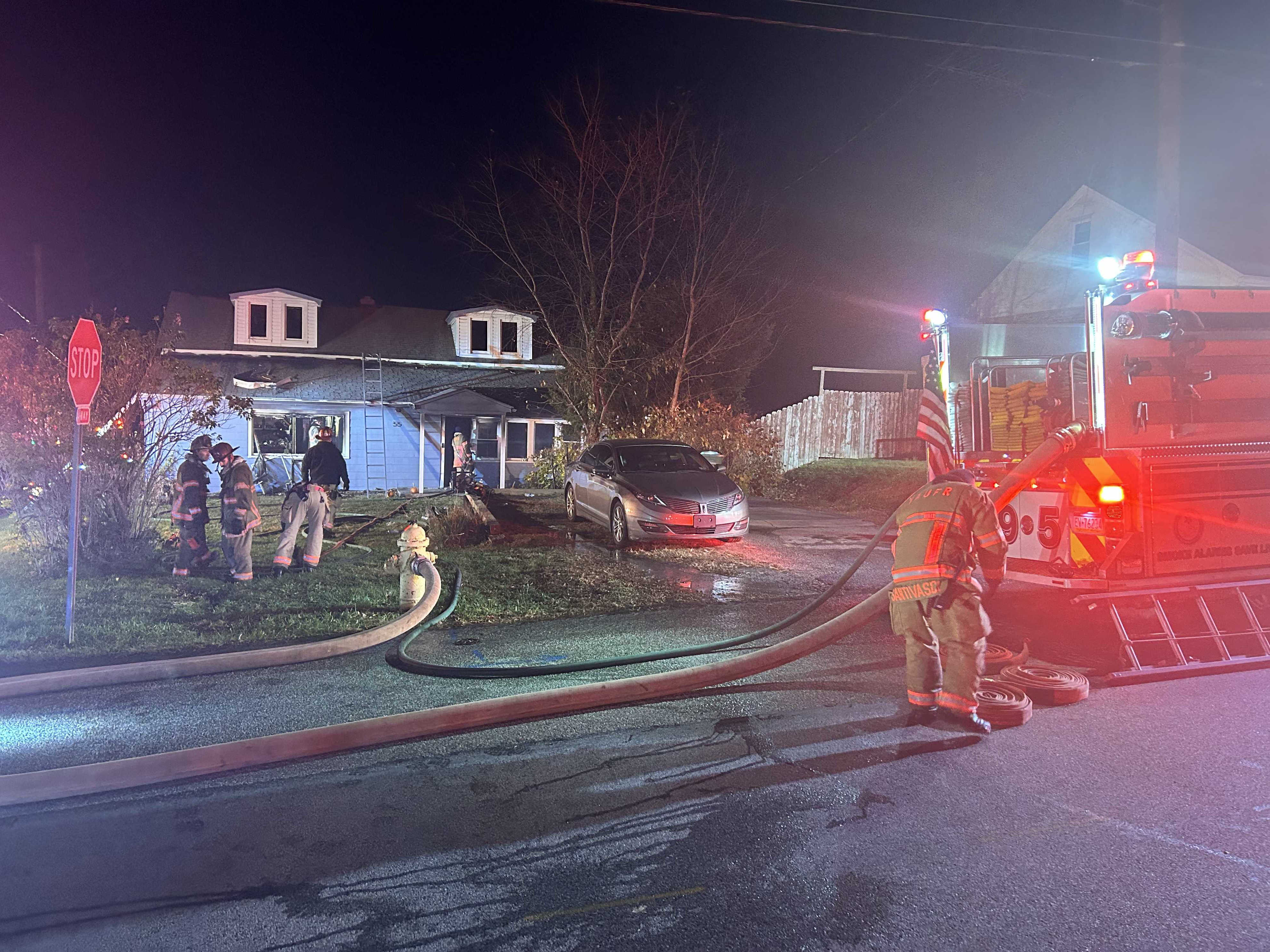 WATCH: Fire crews rush to battle house fire that displaced 6 people