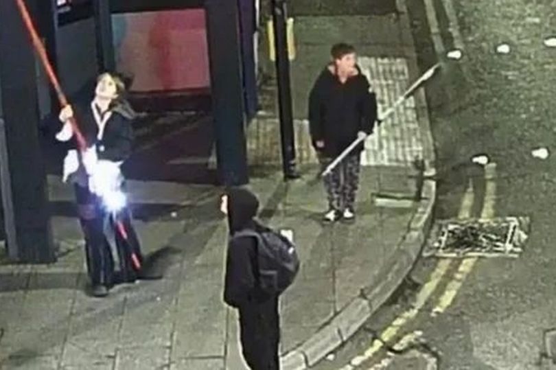 Pole-wielding women hunted after 'awful incident'