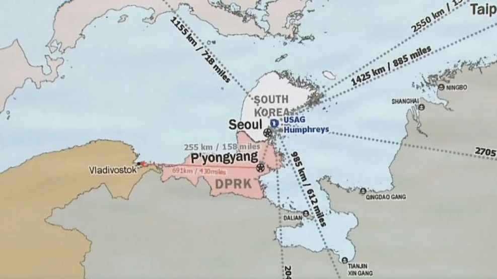 지도 뒤집은 주한미군 사령관…“중국 견제 요구” 분석