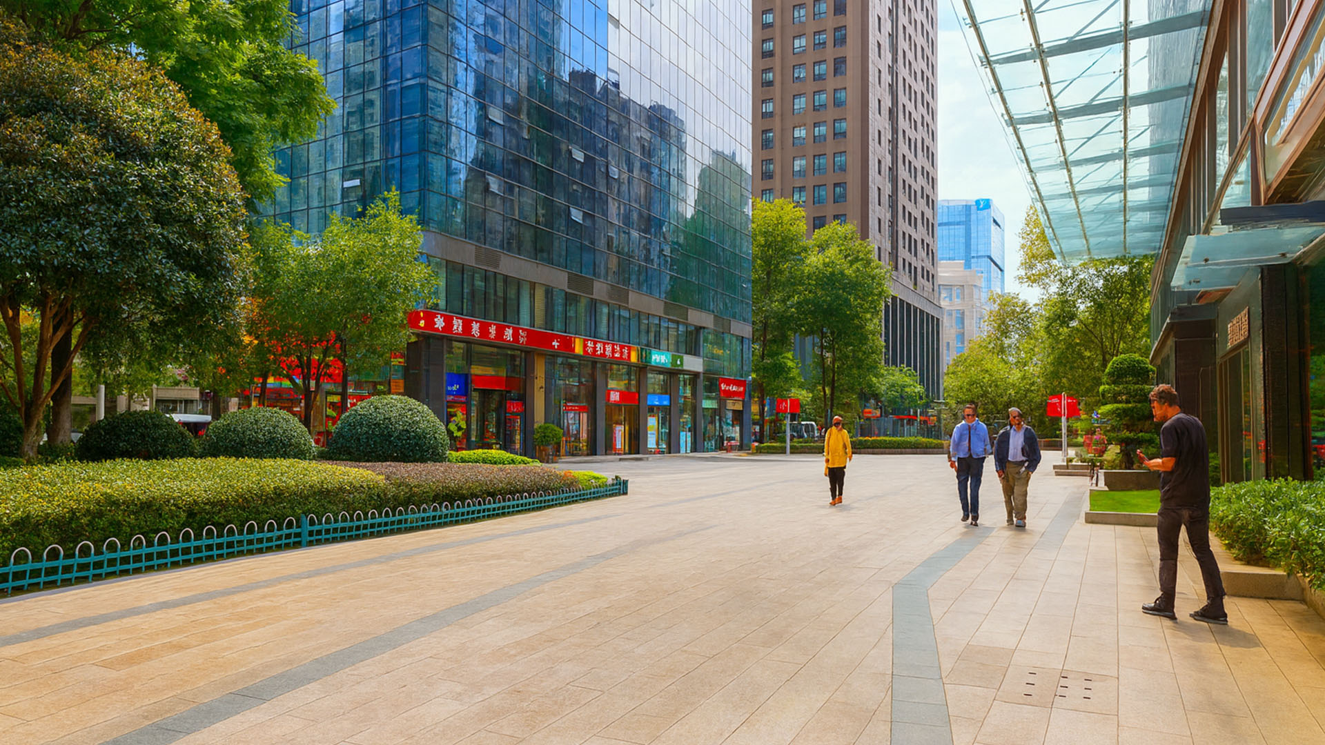 Clean and green city walk Chengdu China