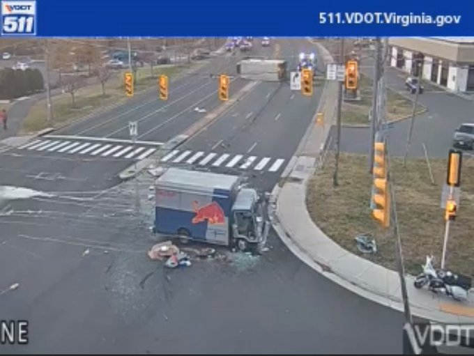 Man hurt after Red Bull truck, box truck collide on Richmond Highway