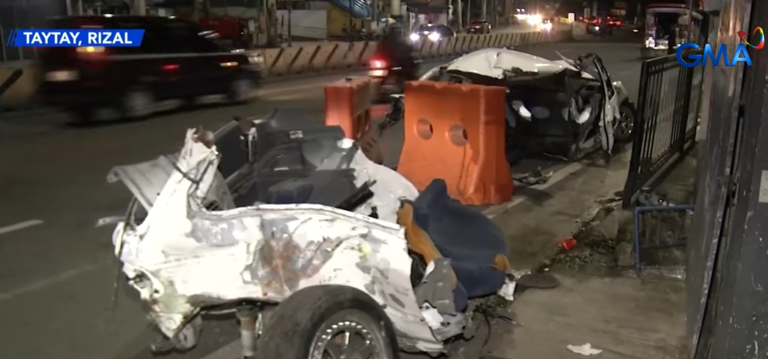 4 injured after car cut in half in Taytay, Rizal 'self-accident'