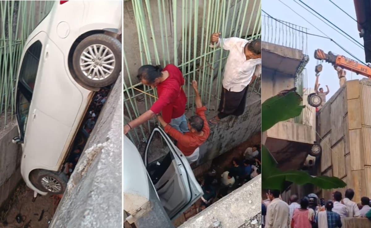 Car Gets Stuck Between 2 Sections Of Under-Construction Bridge In Kerala