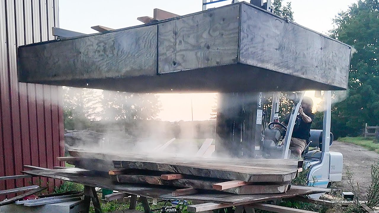 Steaming slabs while cleaning out the barn