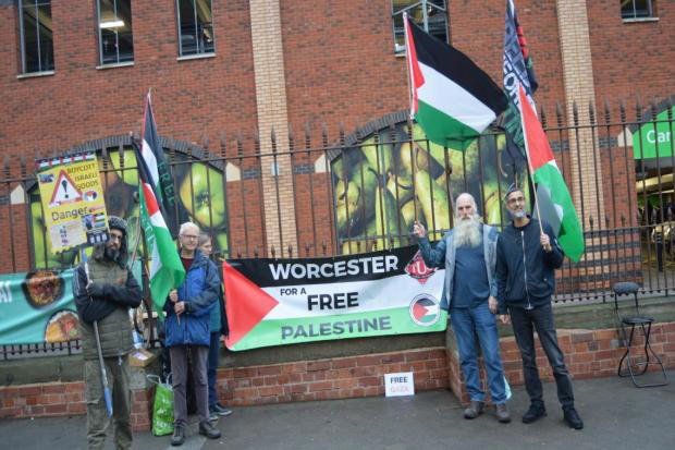 Pro-Palestine protest outside Asda in Worcester