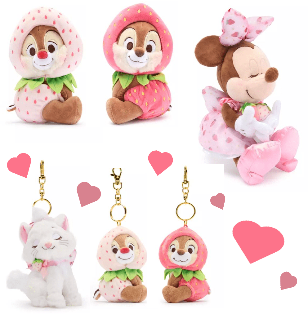 New Disney Store Japan Strawberry Plush and Keychains Now Available!
