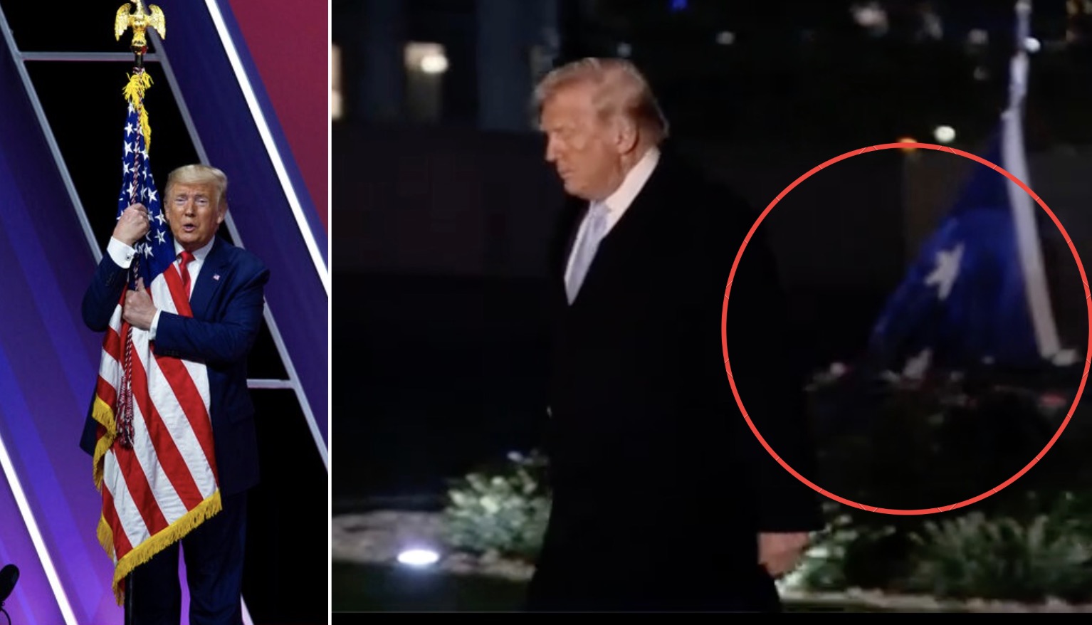 Social Media Erupts as US Flag Seen on the Ground Behind Trump at White ...