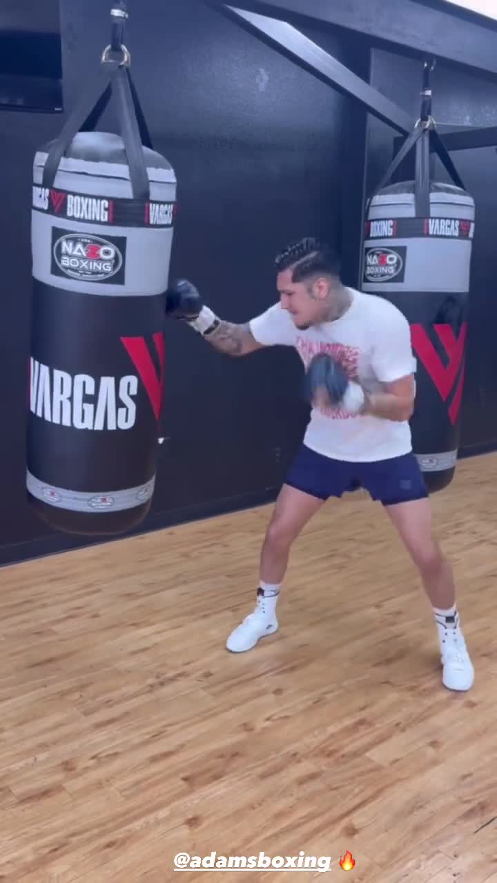 Fernando Vargas Jr., perfecting his craft on heavy bag