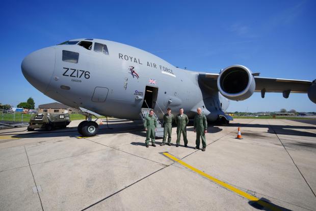 RAF military aircraft circles several times over Worcester