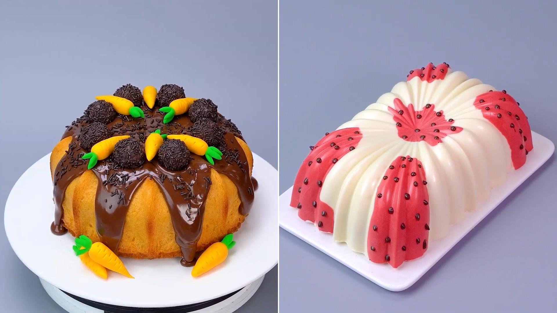 Chocolate Carrot Bundt Cake & Strawberry Swirl Mold Cake