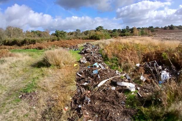 20-tonnes of waste fly-tipped across heathland and forest