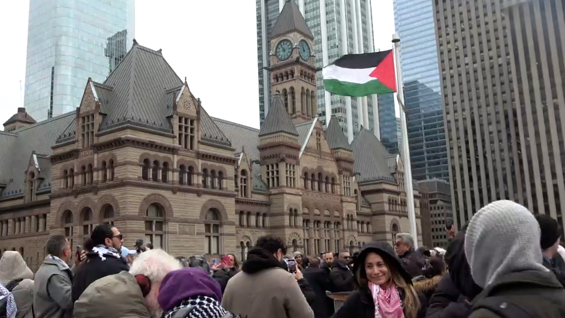 Palestinian flag raised at Toronto City Hall