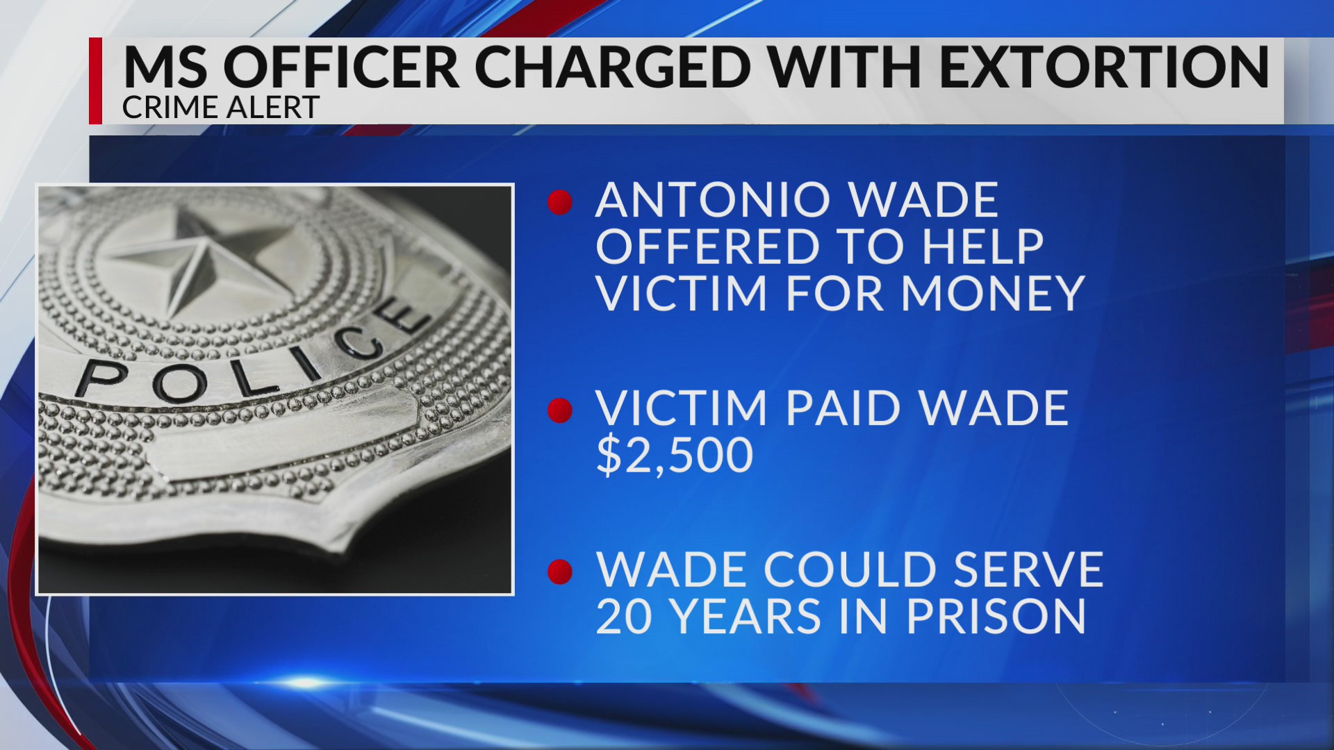 MS officer charged with extortion, blackmail during traffic stop