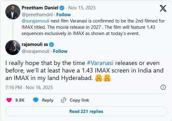 'Varanasi': SS Rajamouli ADDRESSES Hyderabad's lack of IMAX screens ...