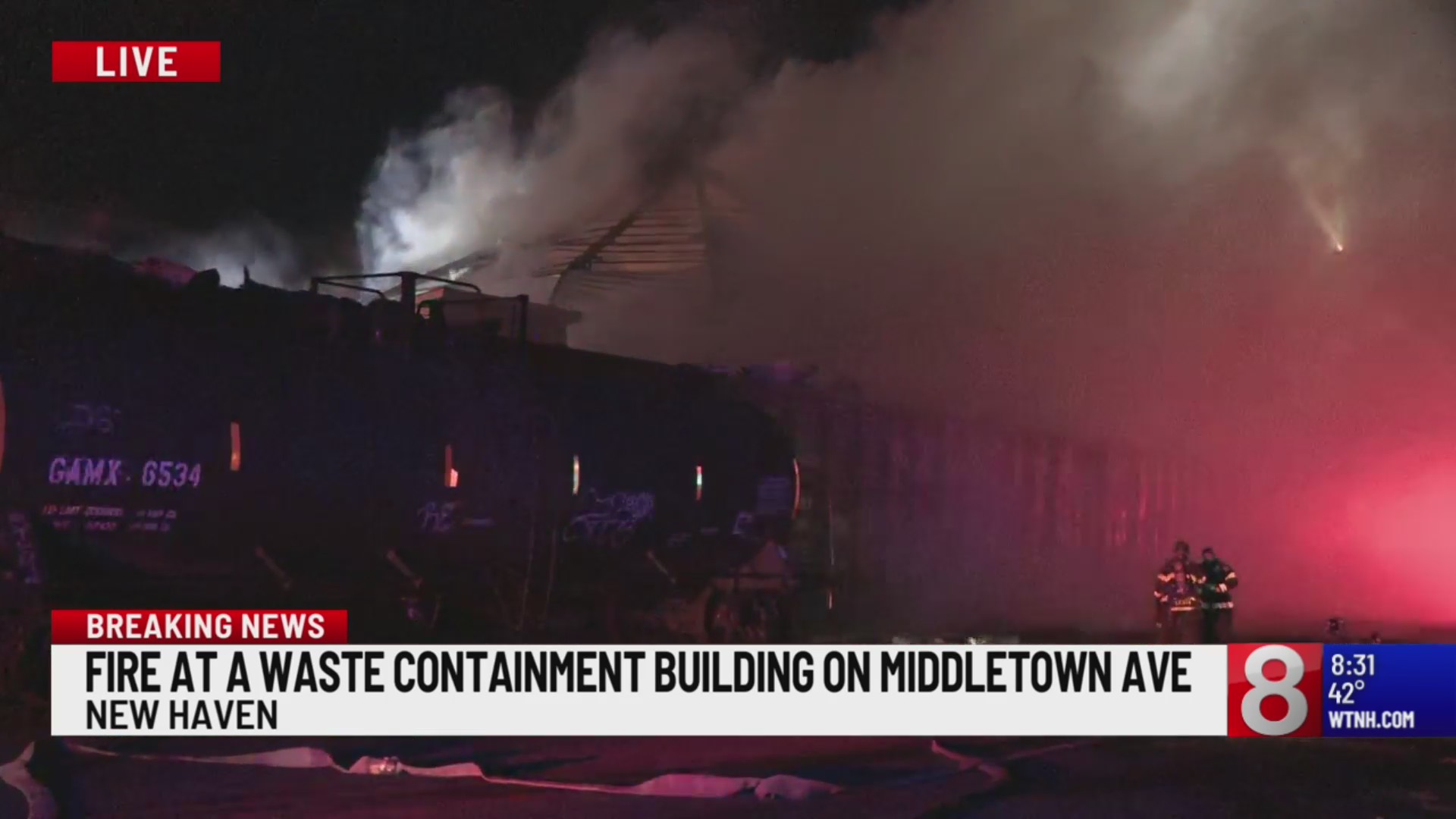 Crews responding to fire inside waste containment structure in New Haven