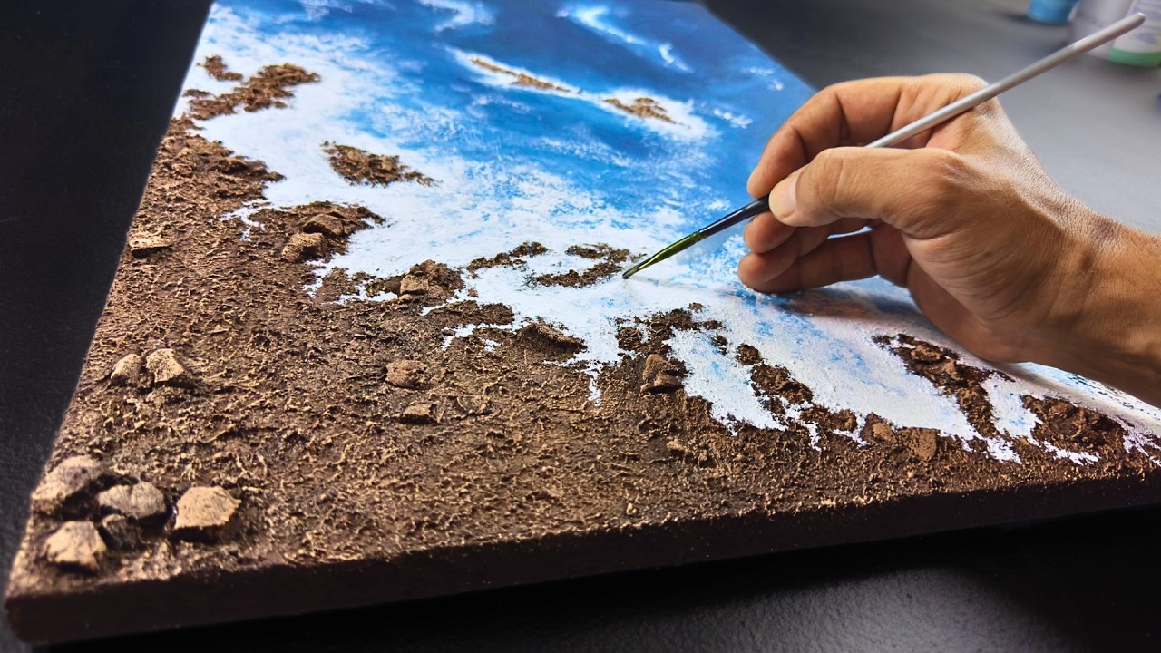 Create a magical seascape with texture paste & acrylics on canvas 🌊