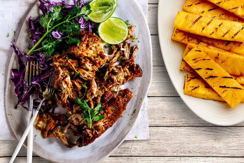 Maple Glazed Pineapple with Beak & Sons Ready to Pull Pork Shoulder