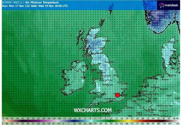 Snow forecast as far south as Kent with UK weather maps showing -6C ...