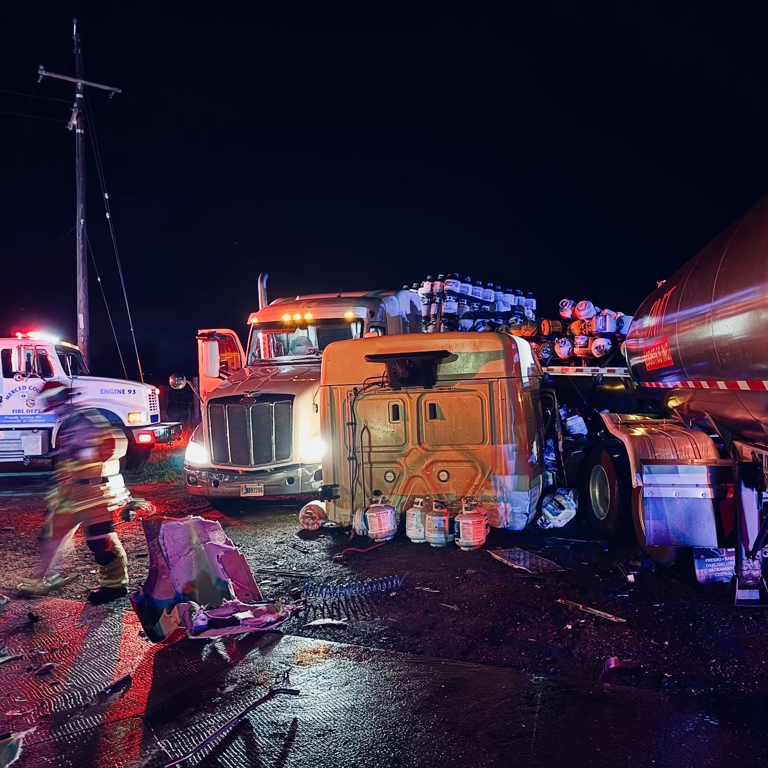 Propane barrels block traffic on Merced highway