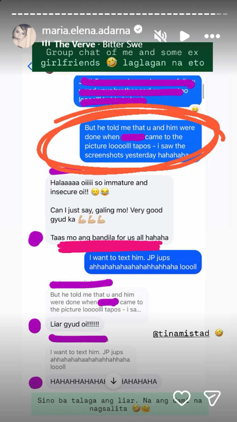 Ellen Adarna shares screenshot of convo in GC with some ex-girlfriends