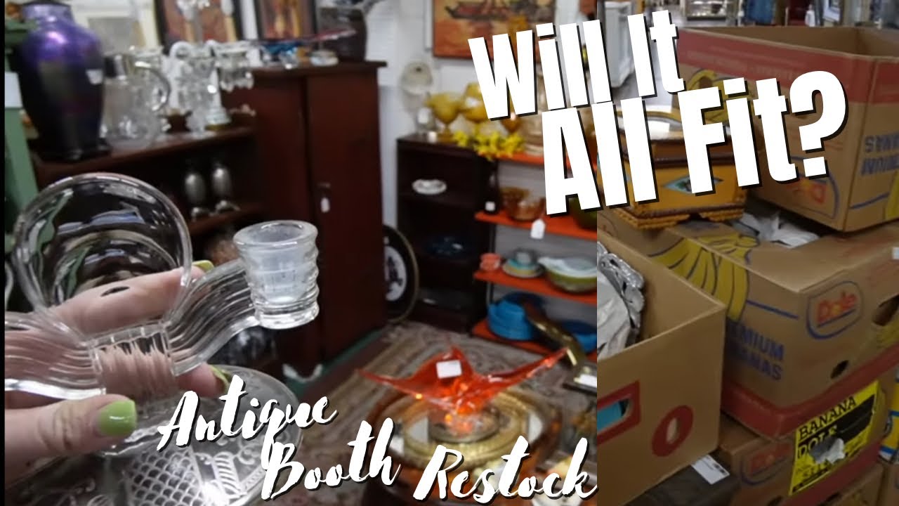 Will It ALL FIT? | Antique Mall BOOTH RESTOCK with Mom | Crazy Lamp Lady
