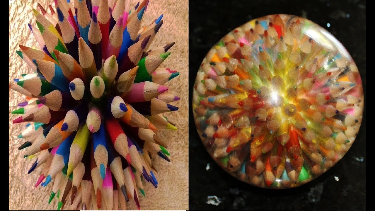 Watch as this man makes a coloured pencil explosion sphere