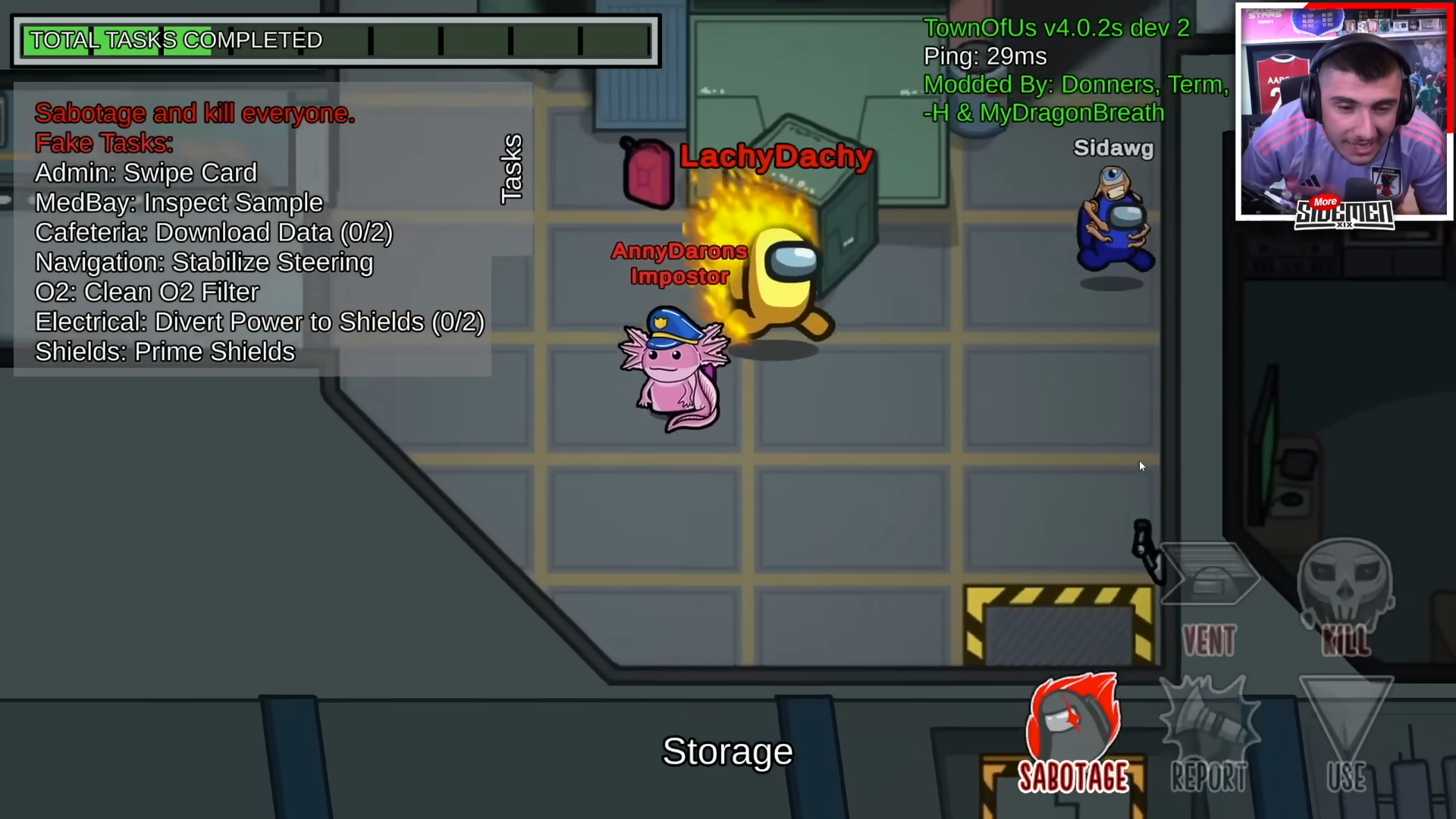 Sidemen Among Us with a giant imposter