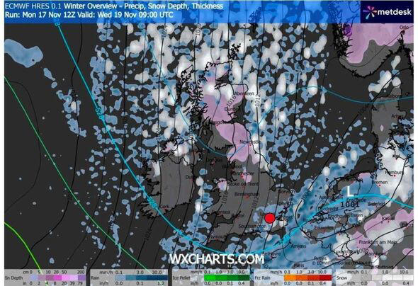 Snow forecast as far south as Kent with UK weather maps showing -6C ...