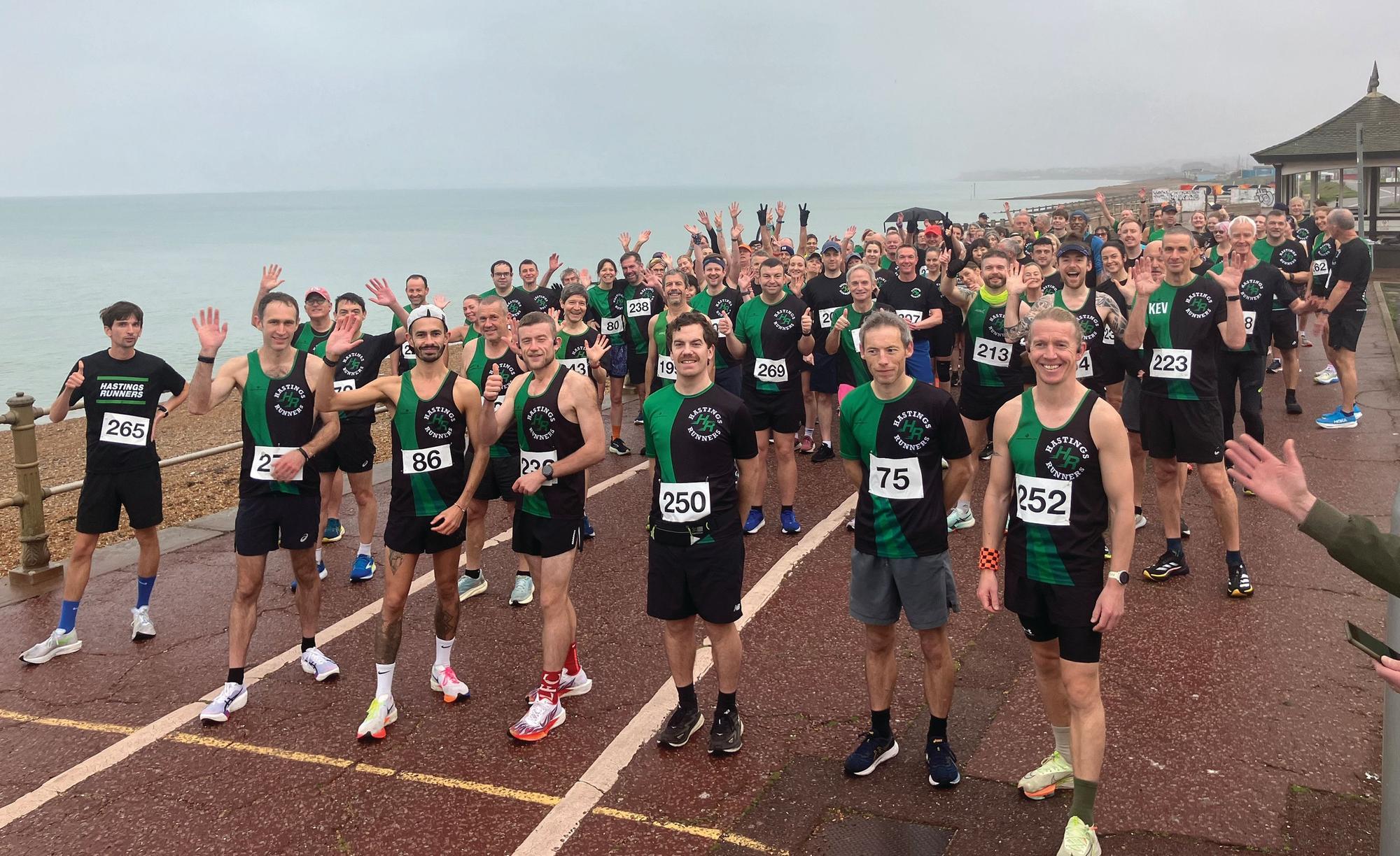 Runners turn Hastings seafront black and green