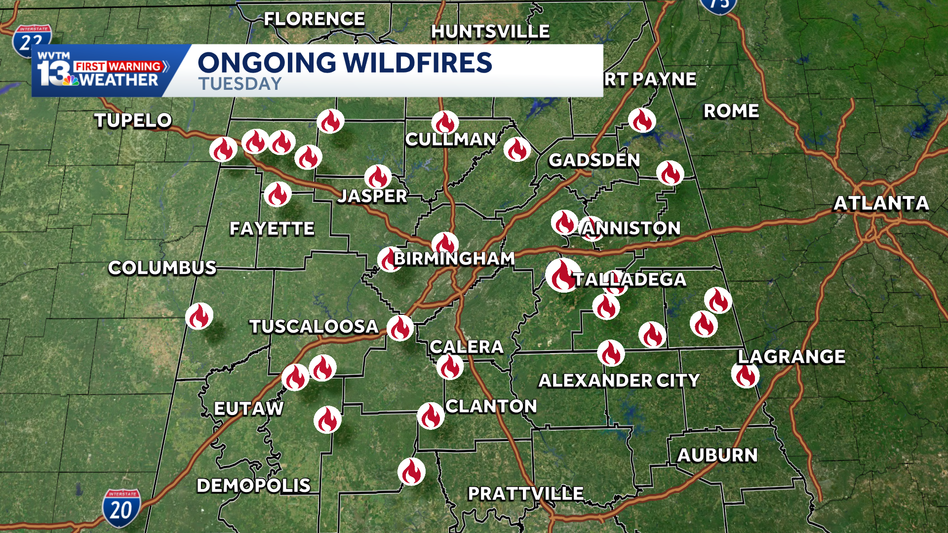 LIVE UPDATES: Alabama Forestry Commission battling multiple wildfires