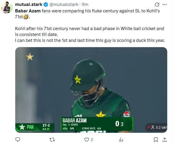 Back to original form: Babar Azam trolled after 0 vs Zimbabwe in ...