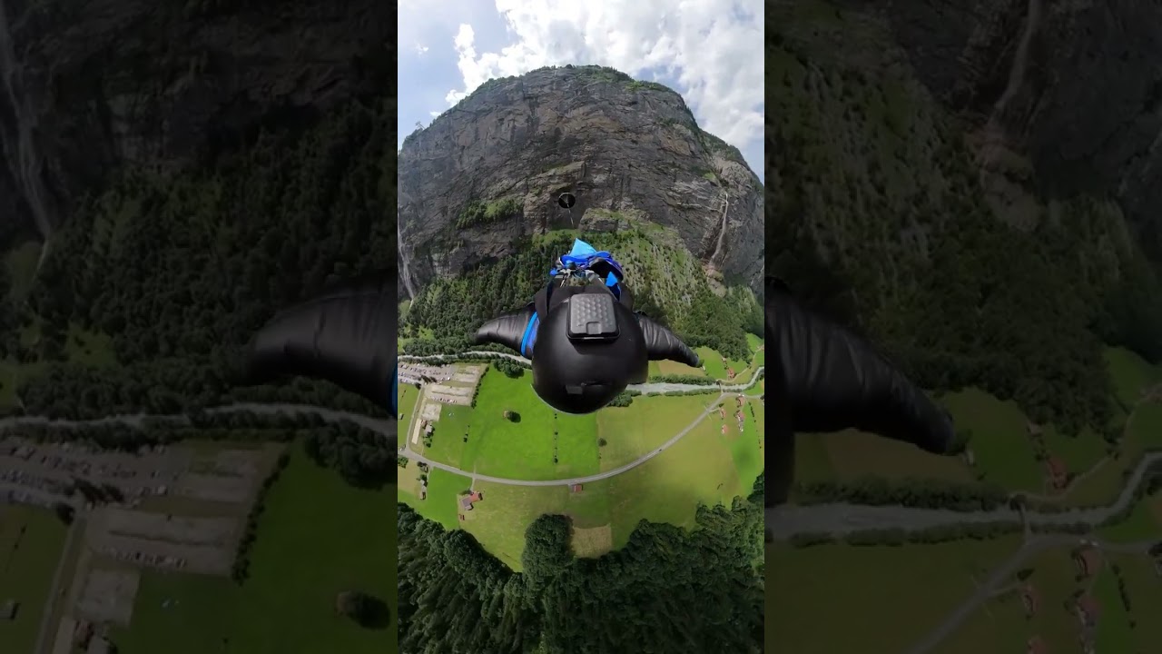 Base jump off the via ferrata rungs