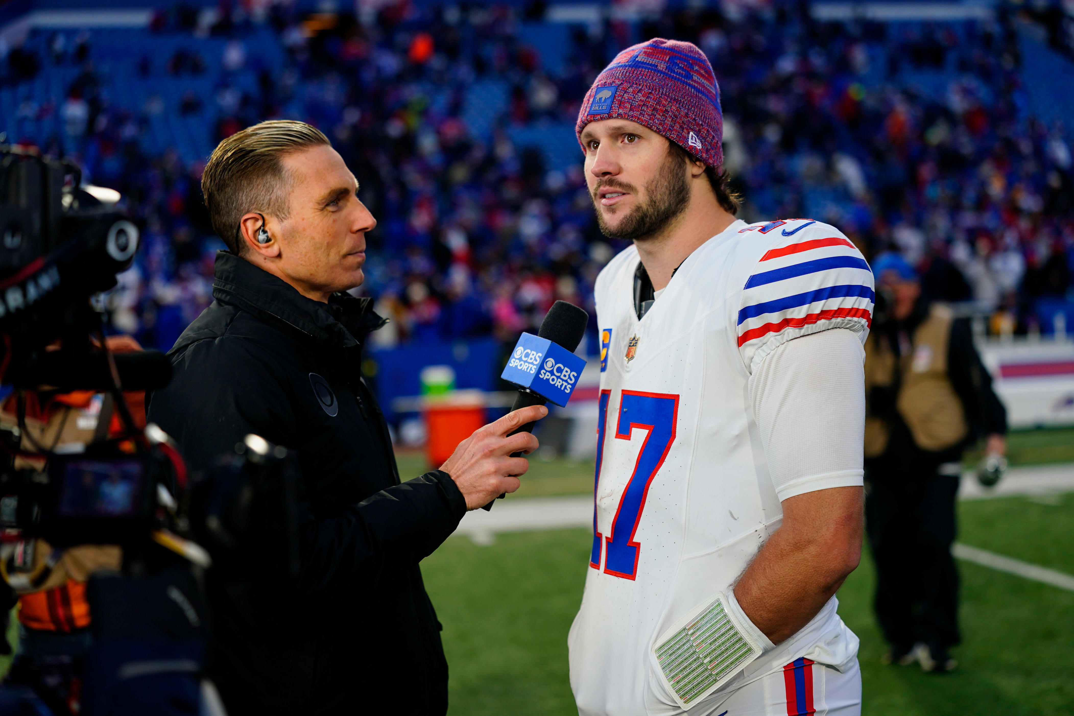 WATCH: Bills QB Josh Allen on-field interview after win vs. Buccaneers