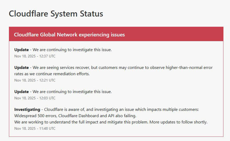 500 errors? Cloudflare Global Network issue is disrupting websites and ...
