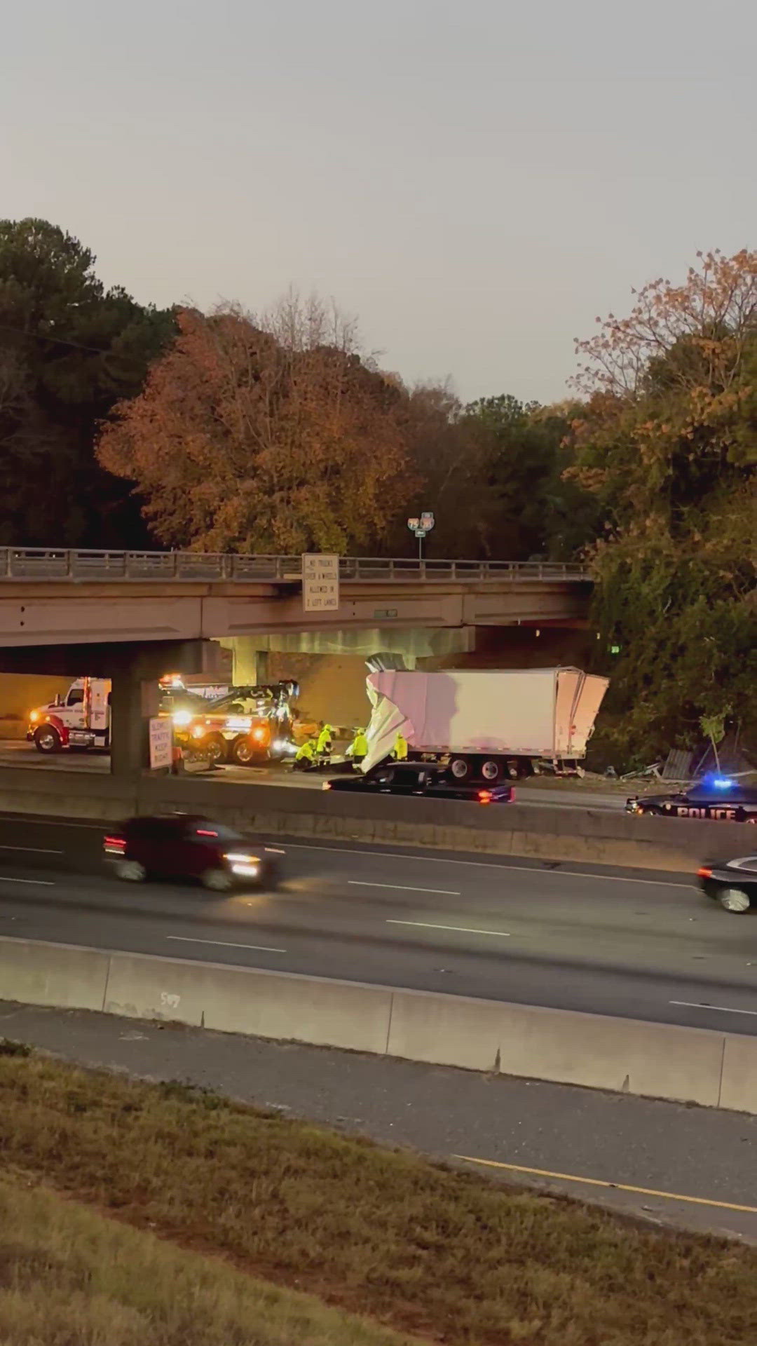 Another truckin angle of an overturned big rig on I-75 SB in Clayton ...