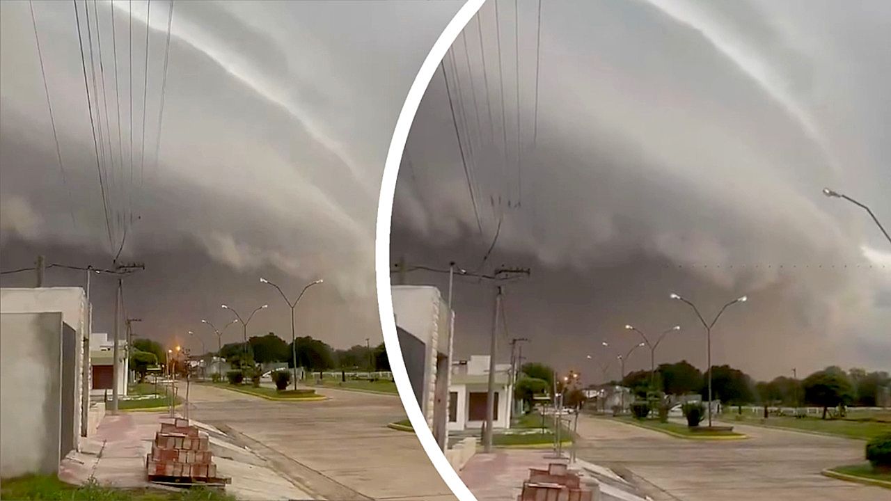 Un énorme nuage arcus s'abat sur une zone résidentielle en Argentine