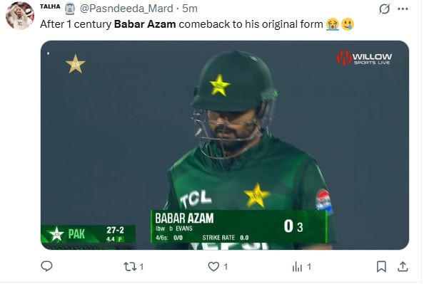 Back to original form: Babar Azam trolled after 0 vs Zimbabwe in ...