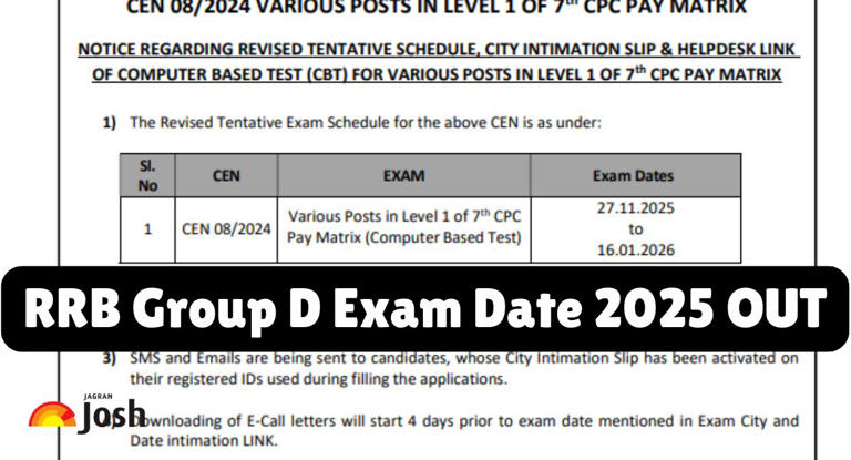 RRB Group D Exam Date 2025 OUT: Railway CBT 1 Exam Begins November 27 ...