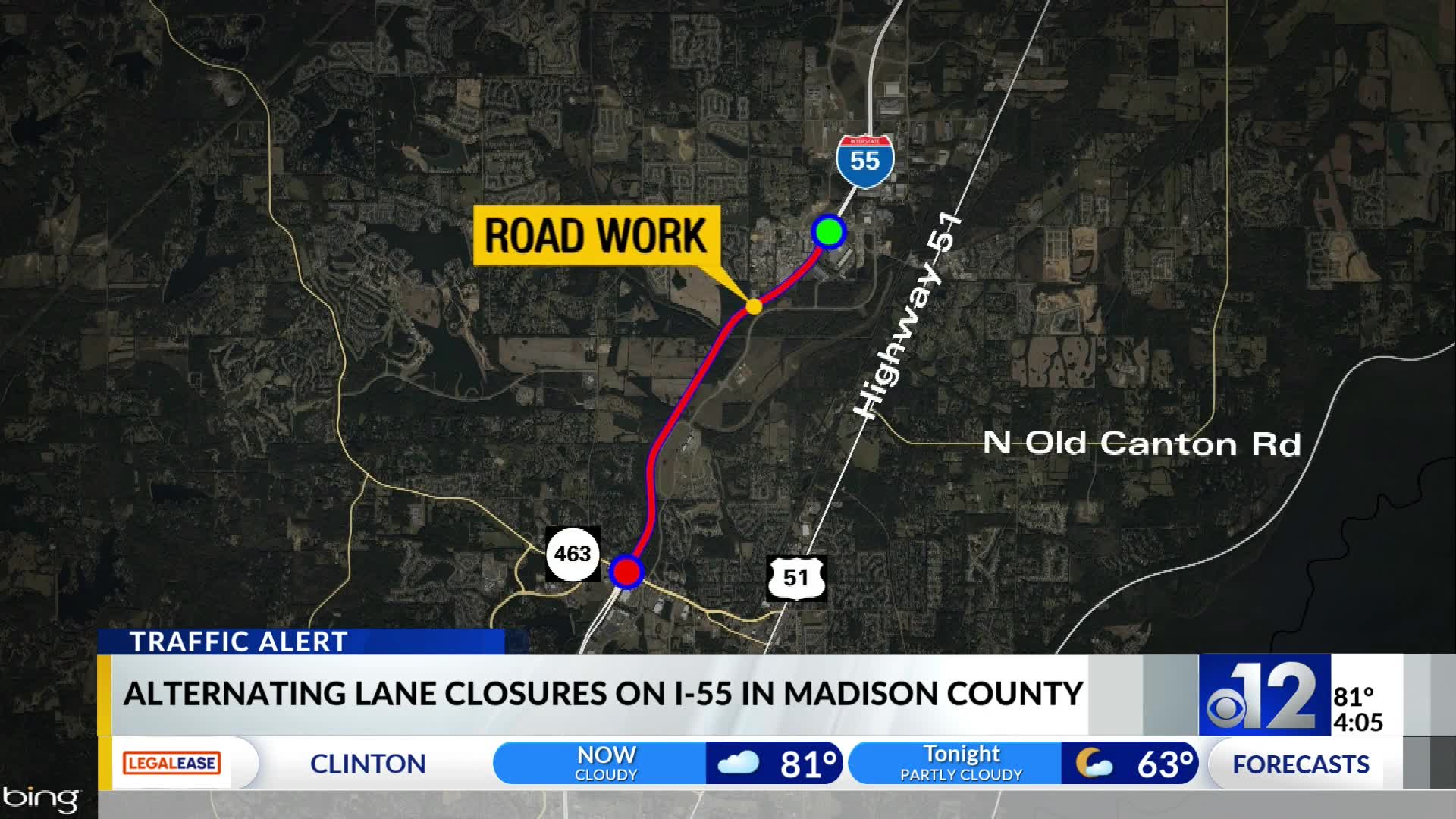 Expect alternating lane closures on I-55 in Madison County