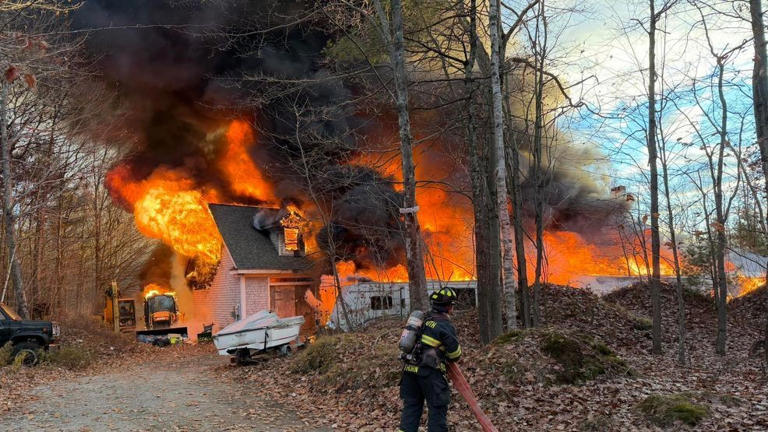 Explosions heard as fire destroys large home in Falmouth