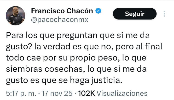El brutal mensaje de Francisco Chacón tras la detención de Marco ...