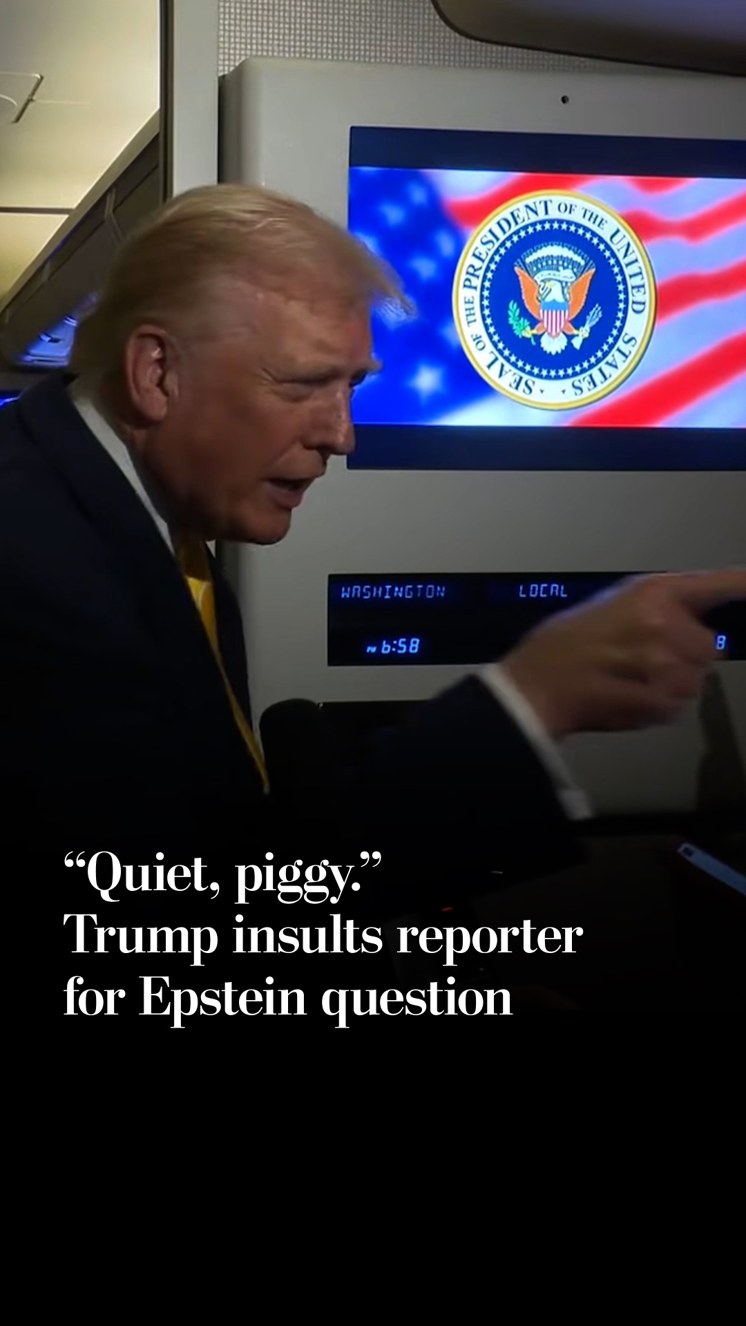 'Quiet, piggy.' Trump insults reporter for Epstein question