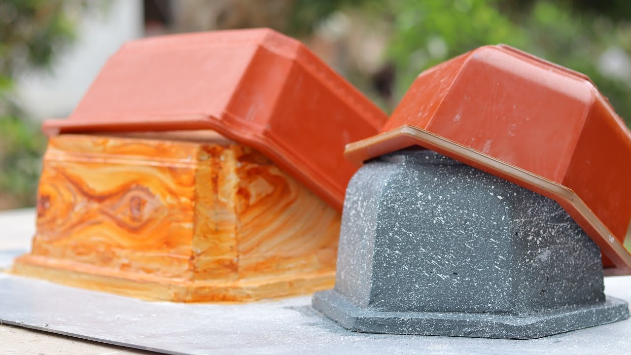 DIY cement pots: From plastic mold to stunning wood & stone finish