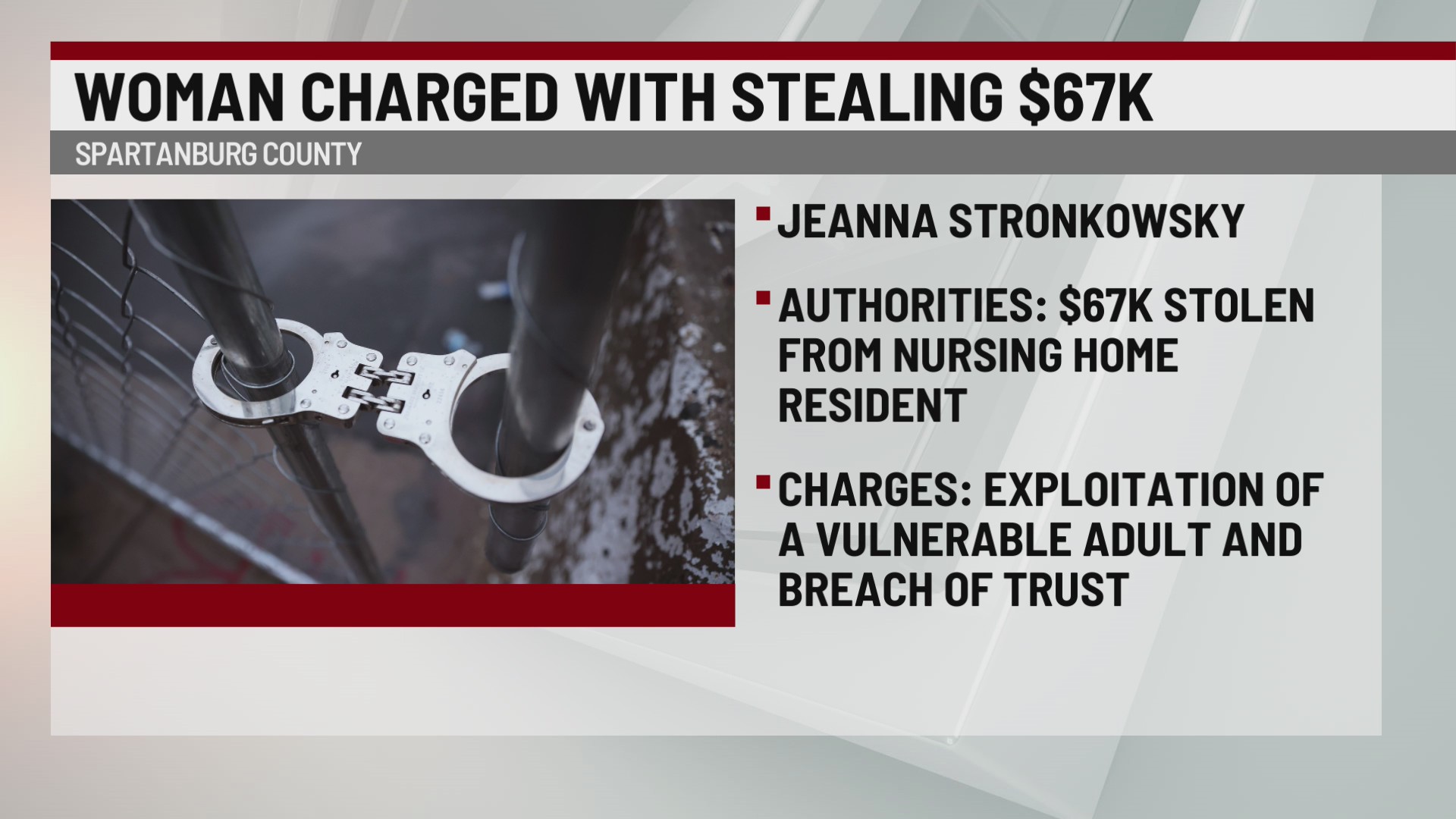 Upstate woman charged with stealing $67,000 from nursing home resident