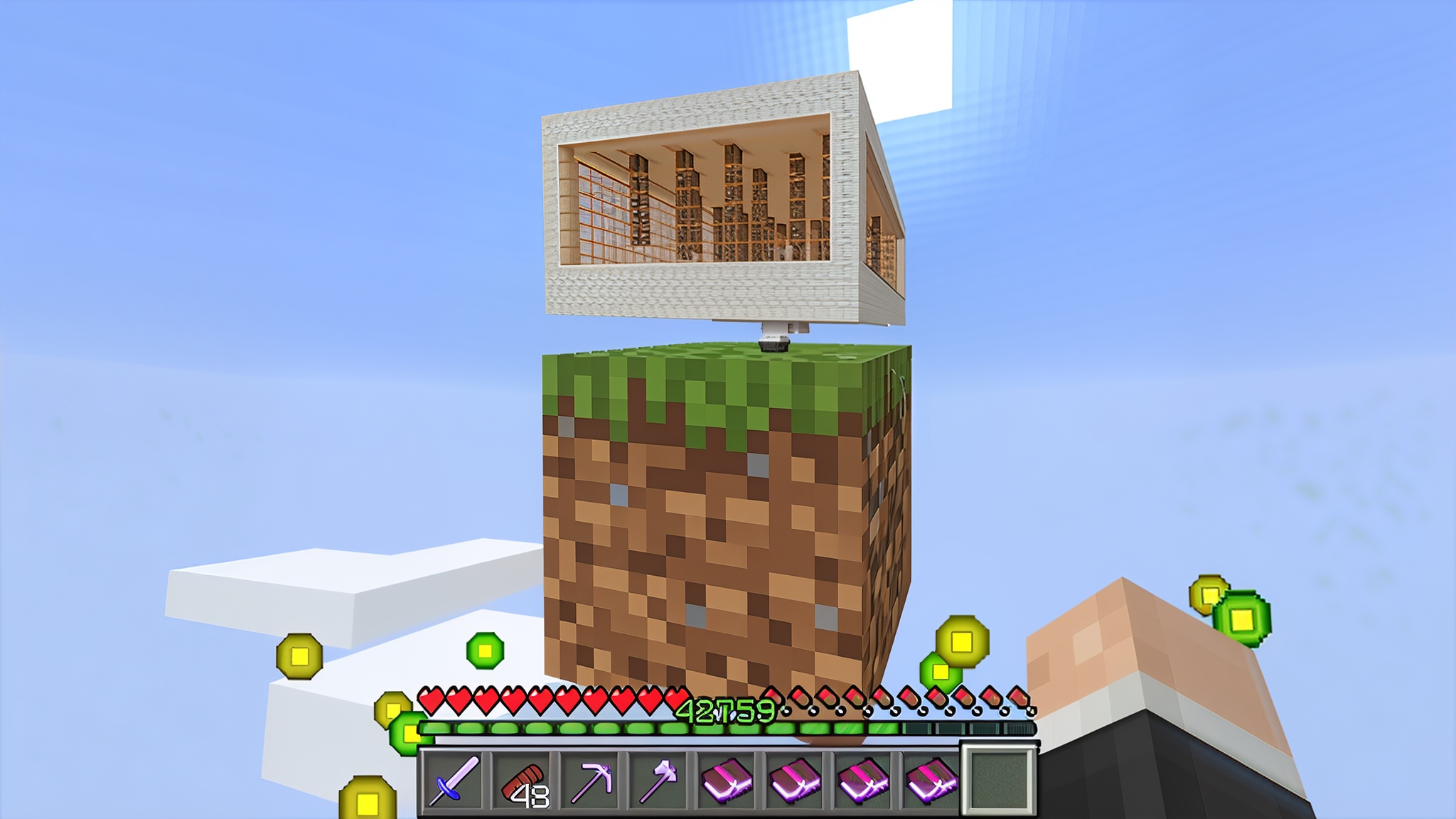 Minecraft but you can build an XP FARM on 1 block..