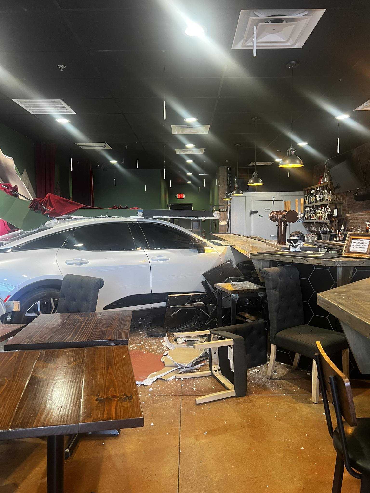 Car crashes into Harrah coffee shop, temporarily closing business